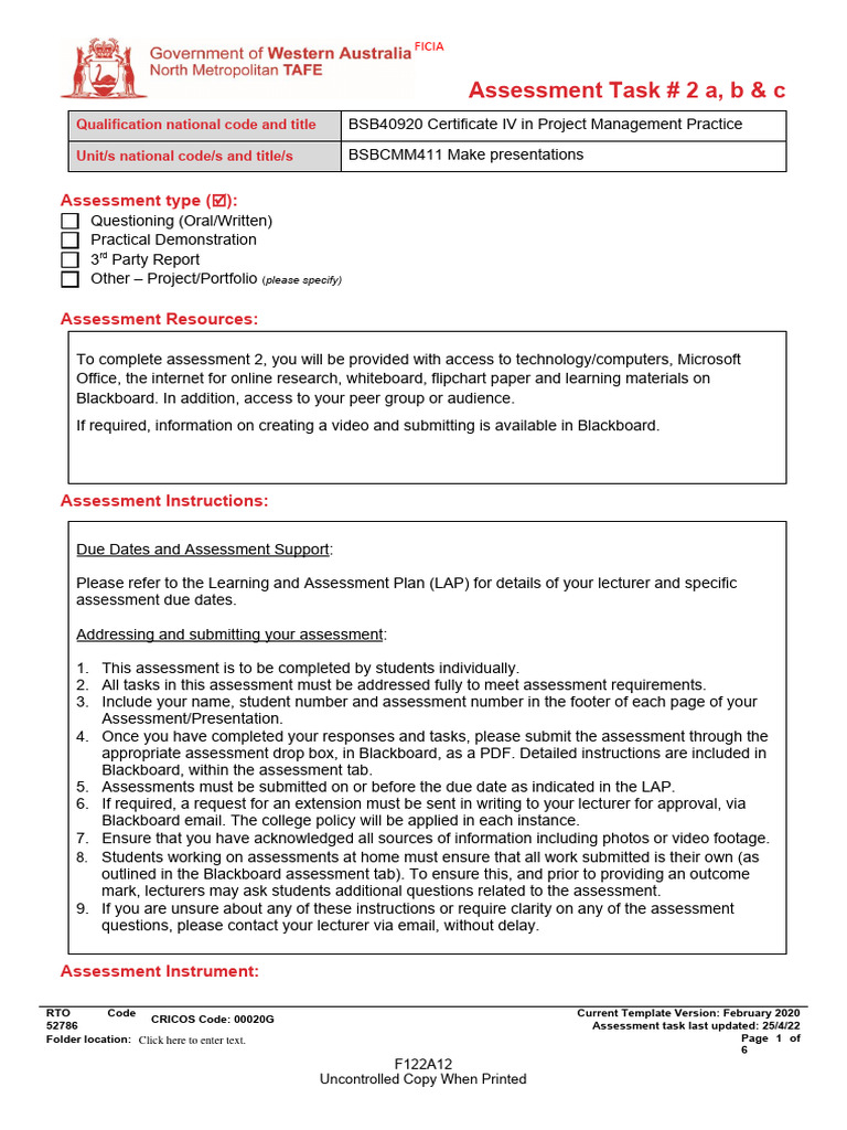 BSBCMM411 Assessment Task 2 - Part A, B and C | PDF | Project Management | Microsoft Power Point