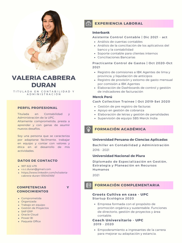 CV - Valeria Duran | PDF | Contabilidad | Economias