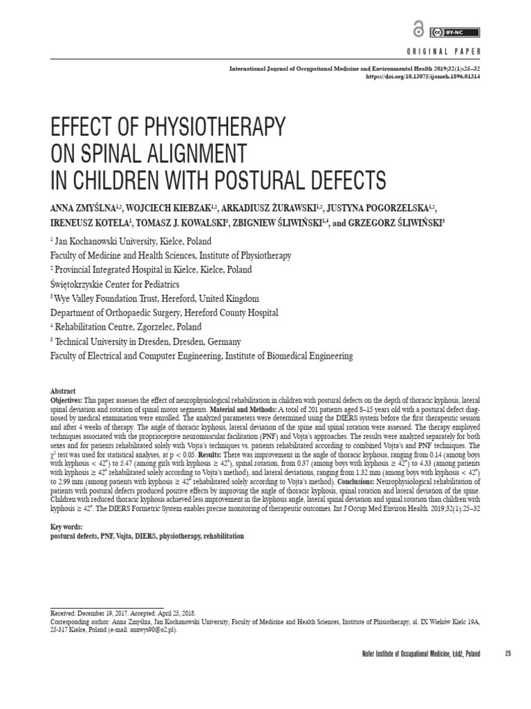 Effect of Physiotherapy On Spinal Alignment | PDF | Physical Therapy ...