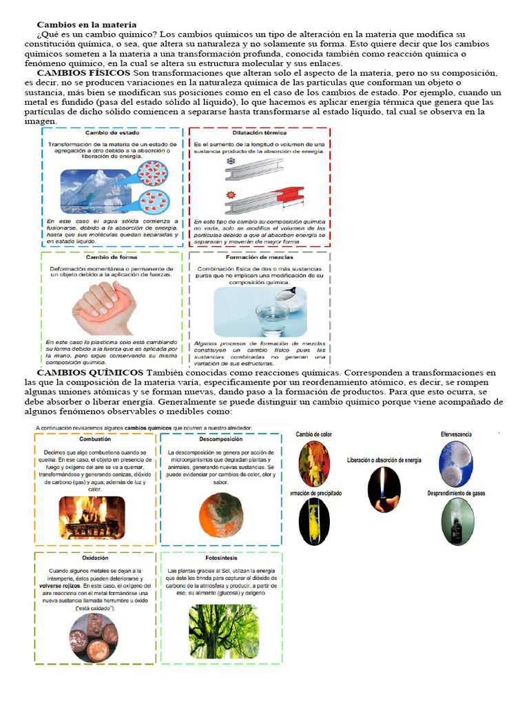 Cambios en La Materia | PDF
