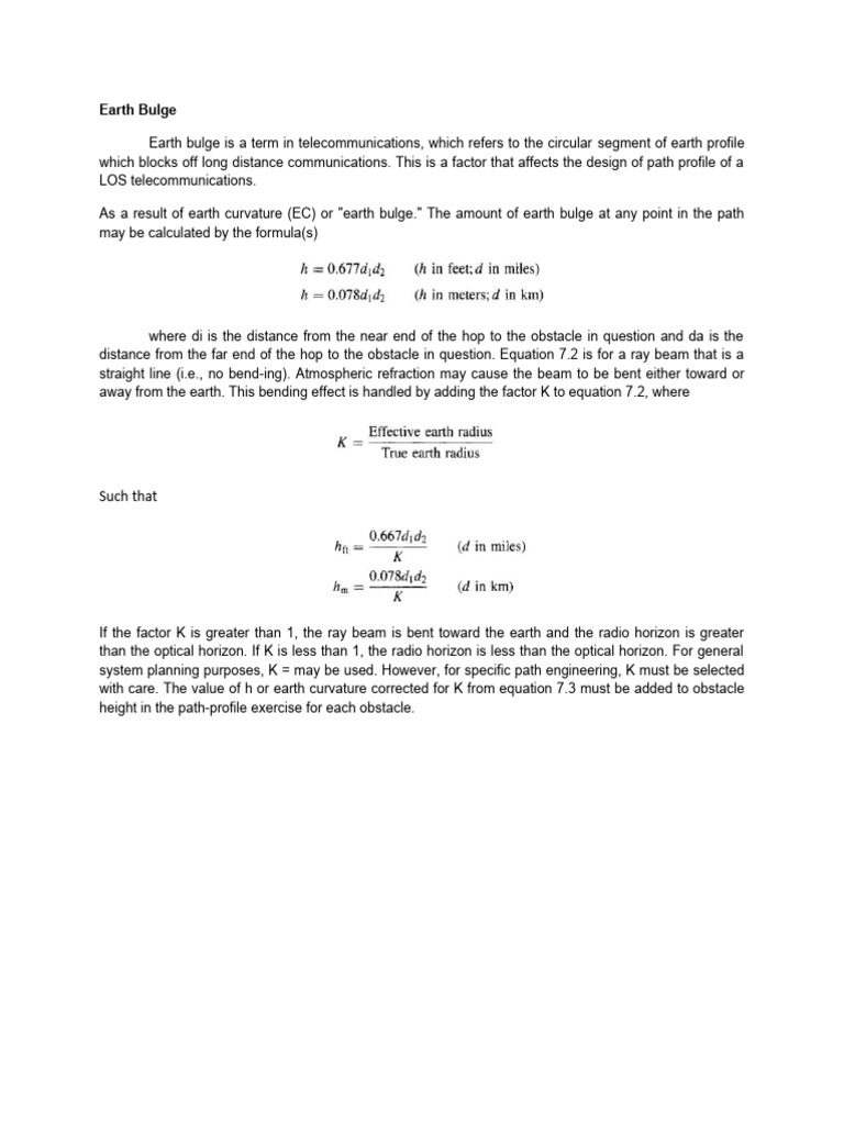 Earth Bulge and Path Profile | PDF | Horizon | Map