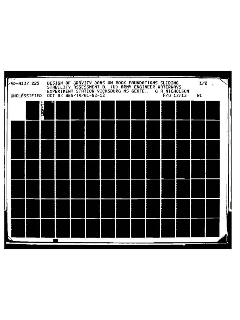 A137225 DESIGN OF GRAVITY DAMS ON ROCK FOUNDATIONS - SLIDING STABILITY ...