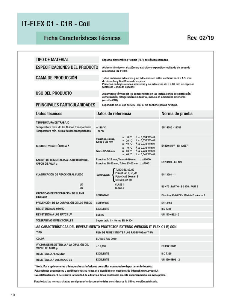 Ficha Tecnica Mangueras Evocell | Descargar gratis PDF | Aislamiento ...