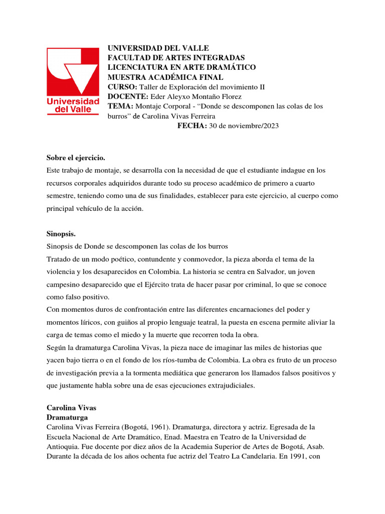 Programa de Mano Muestra Mov IV | PDF | Teatro