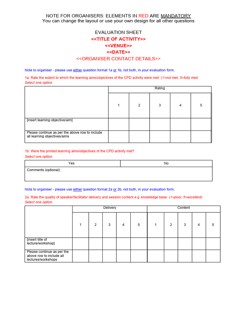 Evaluation - Form - Example 2 | PDF | Evaluation | Professional Development