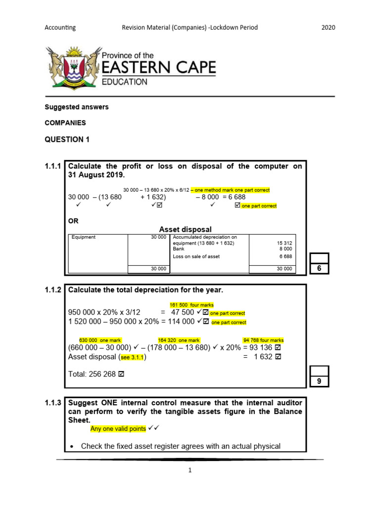 Accounting Revision Worksheet 2020 | PDF | Equity (Finance) | Dividend
