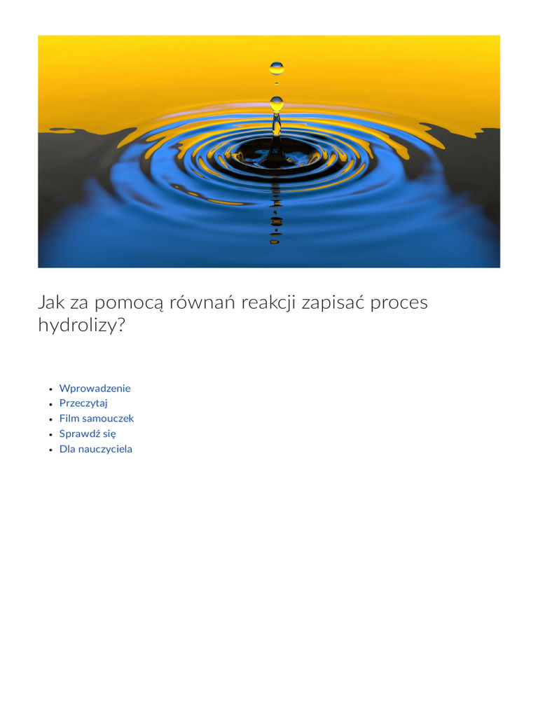 Jak Za Pomoca Rownan Reakcji Zapisac Proces Hydrolizy | PDF