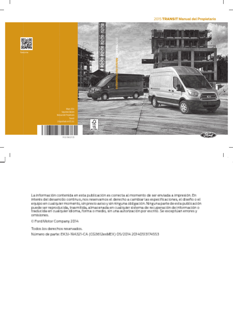 2015 Ford Transit Owners Manual Version 2 Om ES MX 05 2014 | PDF ...