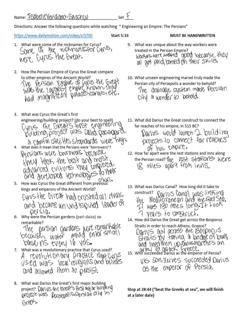 Engineering An Empire - The Persians Questions | PDF