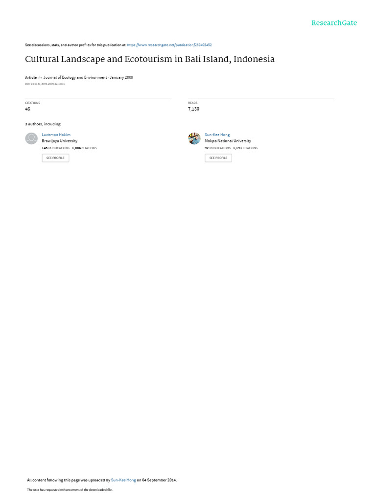 Bali's Cultural Landscapes & Ecotourism | PDF | Bali | Tourism