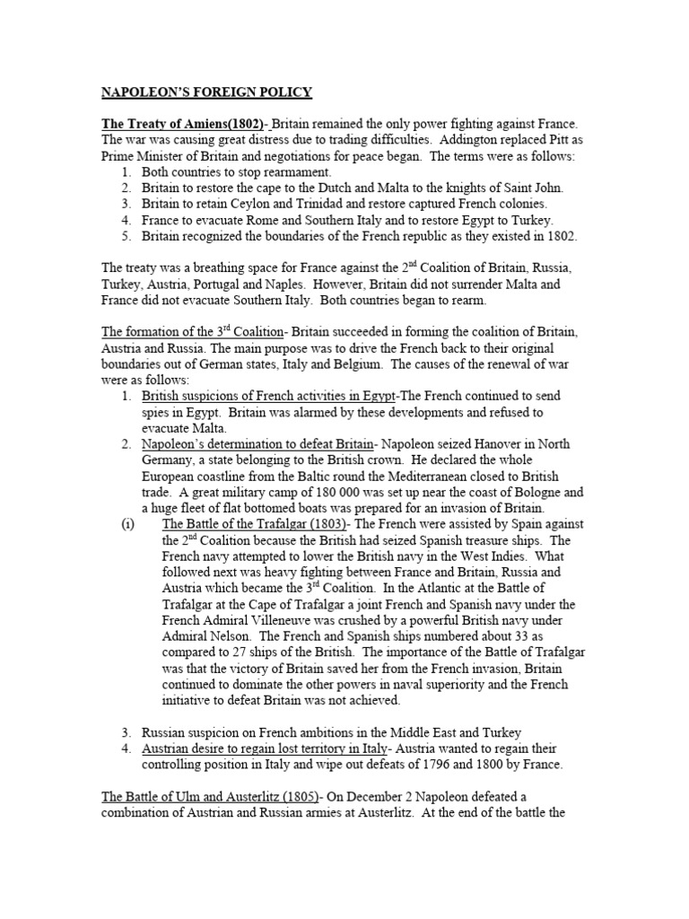 Napoleon's Foreign Policy Overview | PDF | First French Empire | Napoleon
