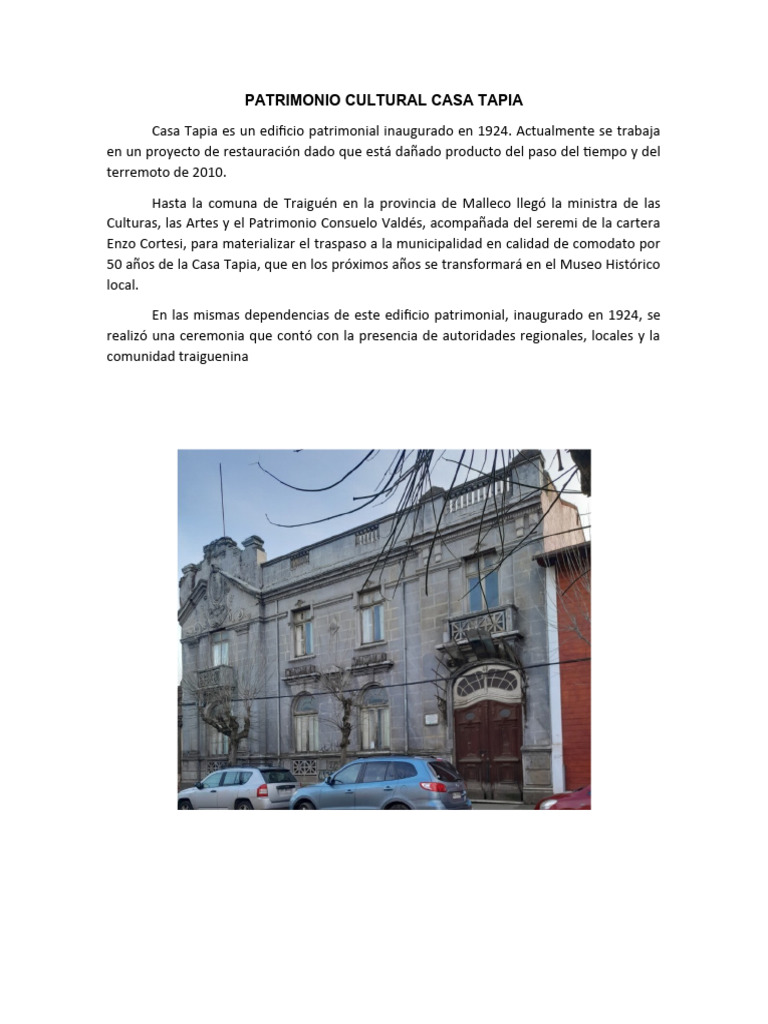 Restauración de Casa Tapia en Traiguén | PDF