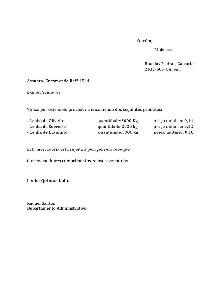 Carta de Encomenda | PDF