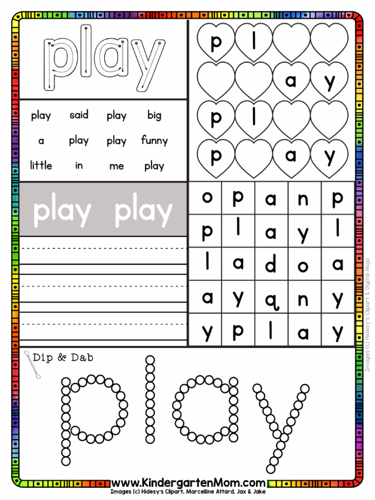 Sight Word Work Sheet PLAYflat | PDF
