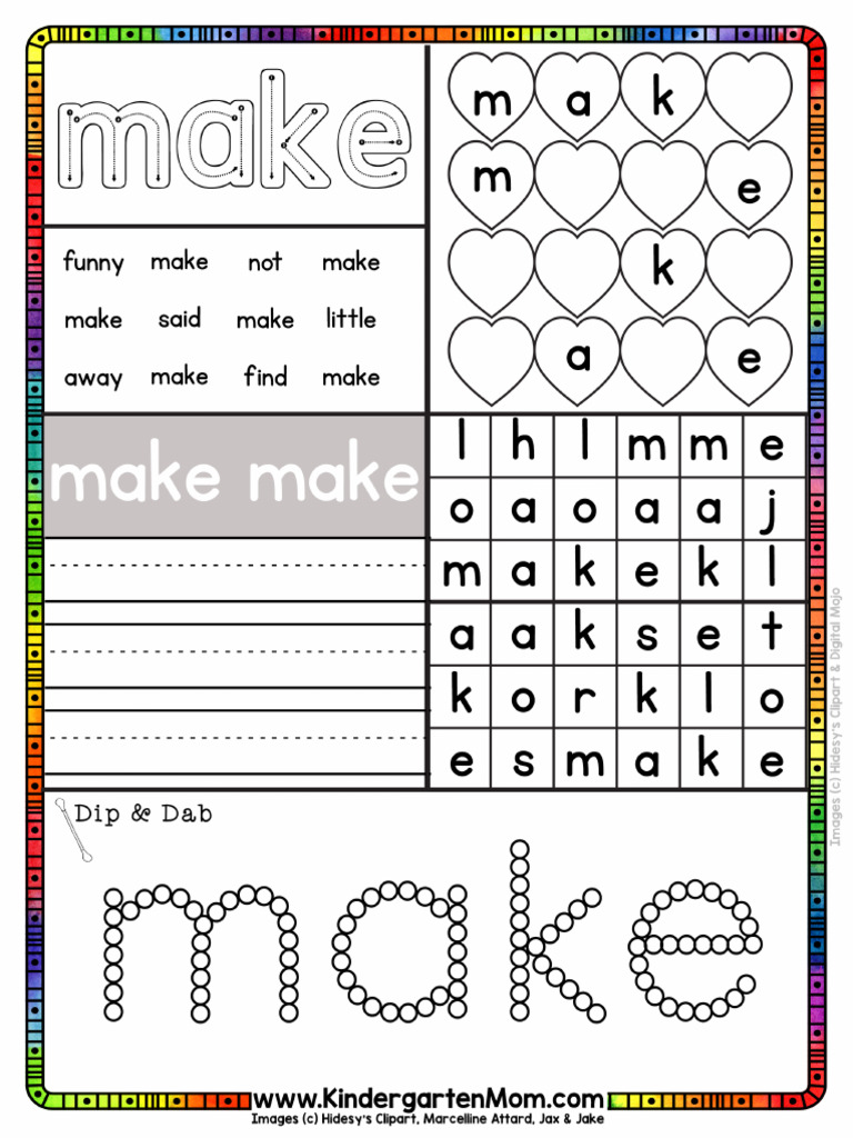 Sight Word Worksheet Make Flat | PDF