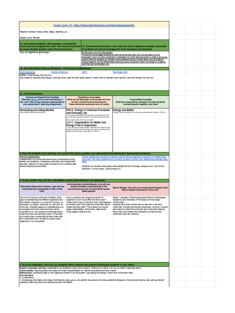 tep29 science units 2024 - grades 5-6 1 | PDF | Food Web | Foods