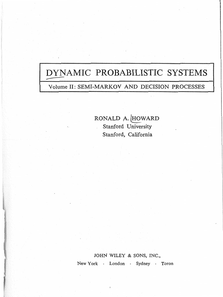 Dynamic Probabilistic Systems Volume 2 - Ronald A. Howard | PDF ...
