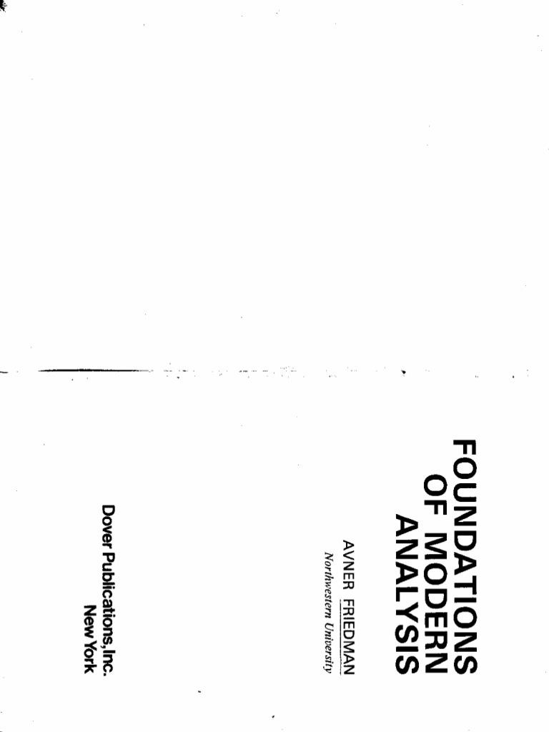 Foundations of Modern Analysis - Avner Friedman | PDF