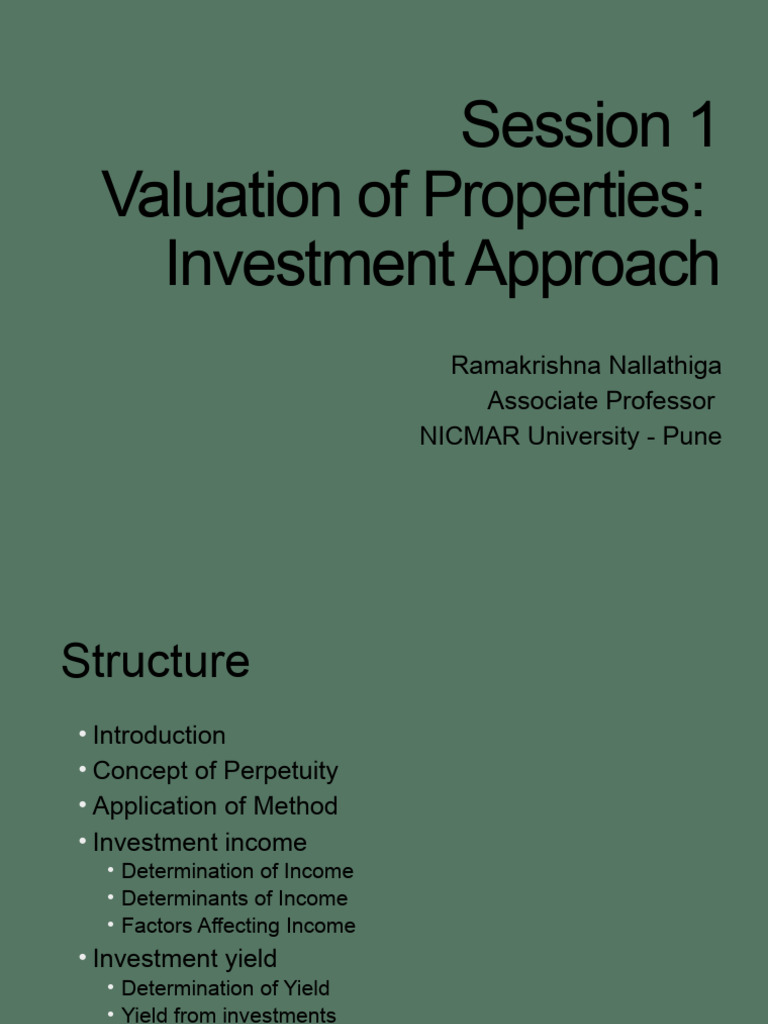 Session 1 Introduction - Investment Approach | PDF | Yield (Finance ...