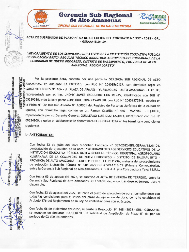 Acta de Suspensión de Plazo N°02 | PDF