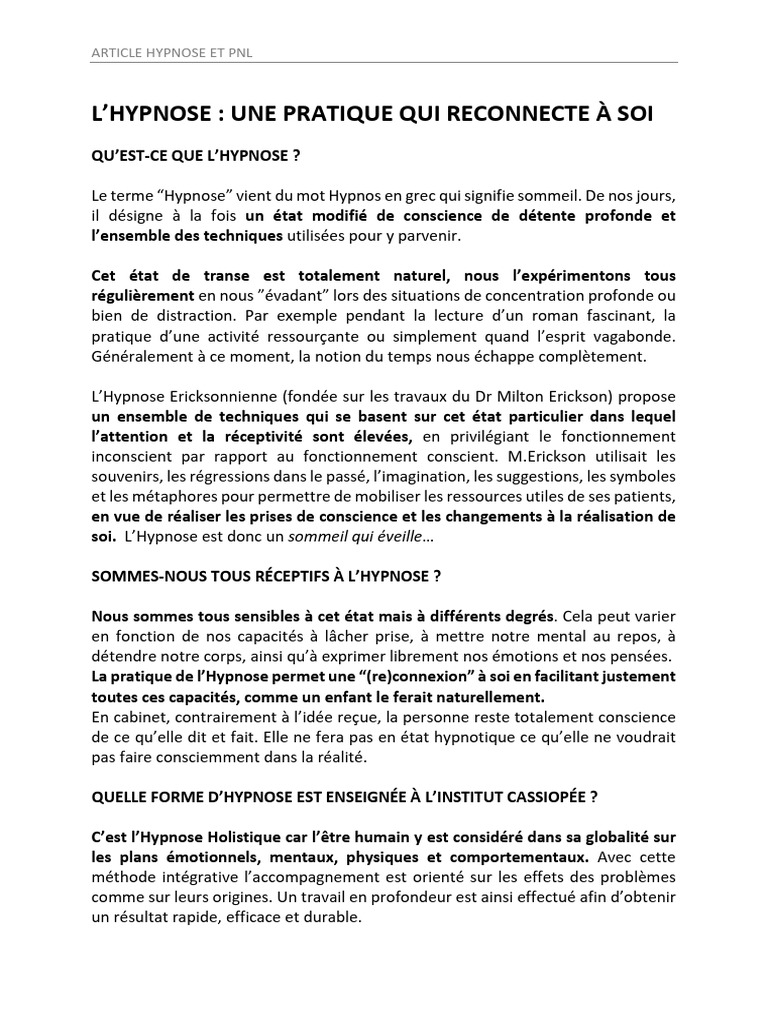 Hypnose et PNL : Techniques Complémentaires | PDF | Programmation neuro ...