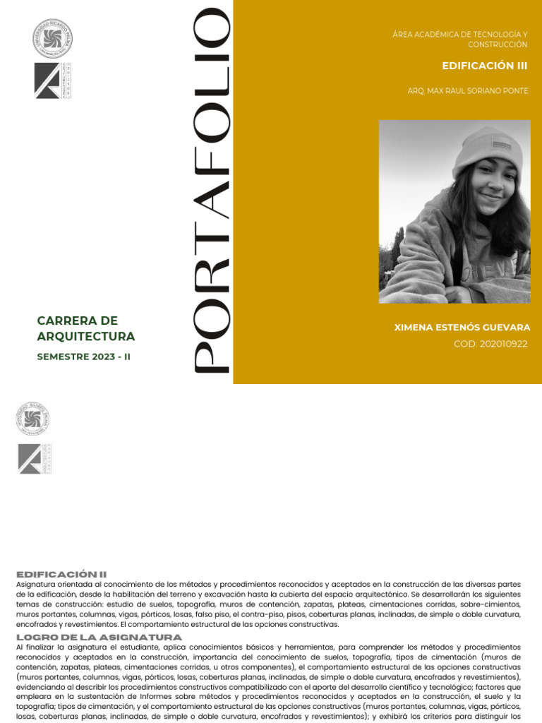 Estenós Guevara Ximena - Portafolio Edifica 3 | PDF | Fundación (Ingeniería) | Estandarización