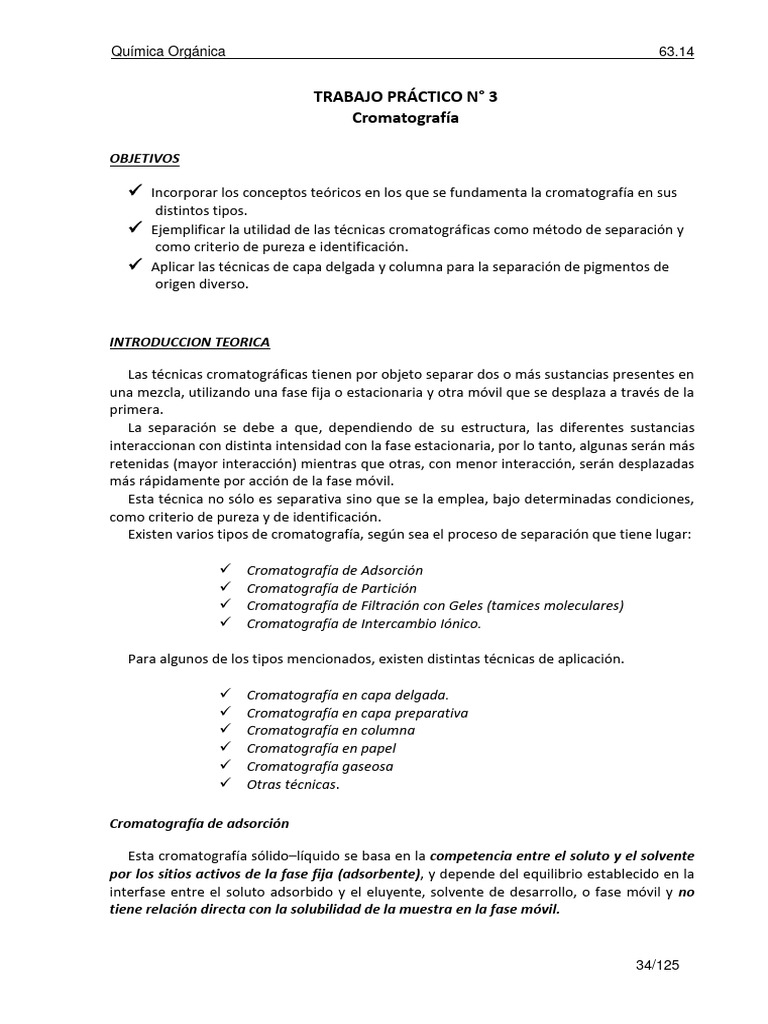 Guía de Laboratorio TP3 | PDF | Cromatografía | Elución