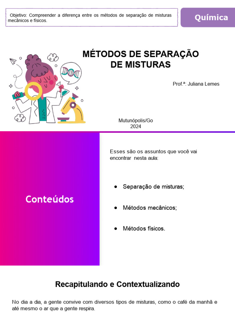 Métodos de Separação de Misturas | PDF | Mistura | Processos industriais