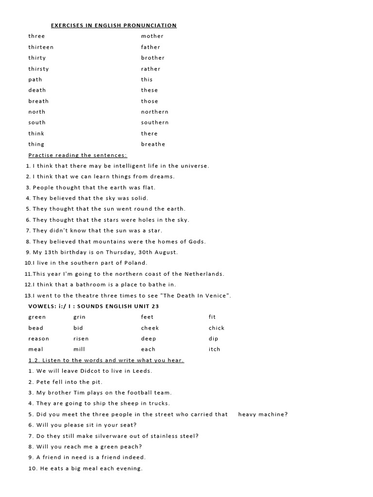 English Pronunciation Exercises Guide | PDF | English Language