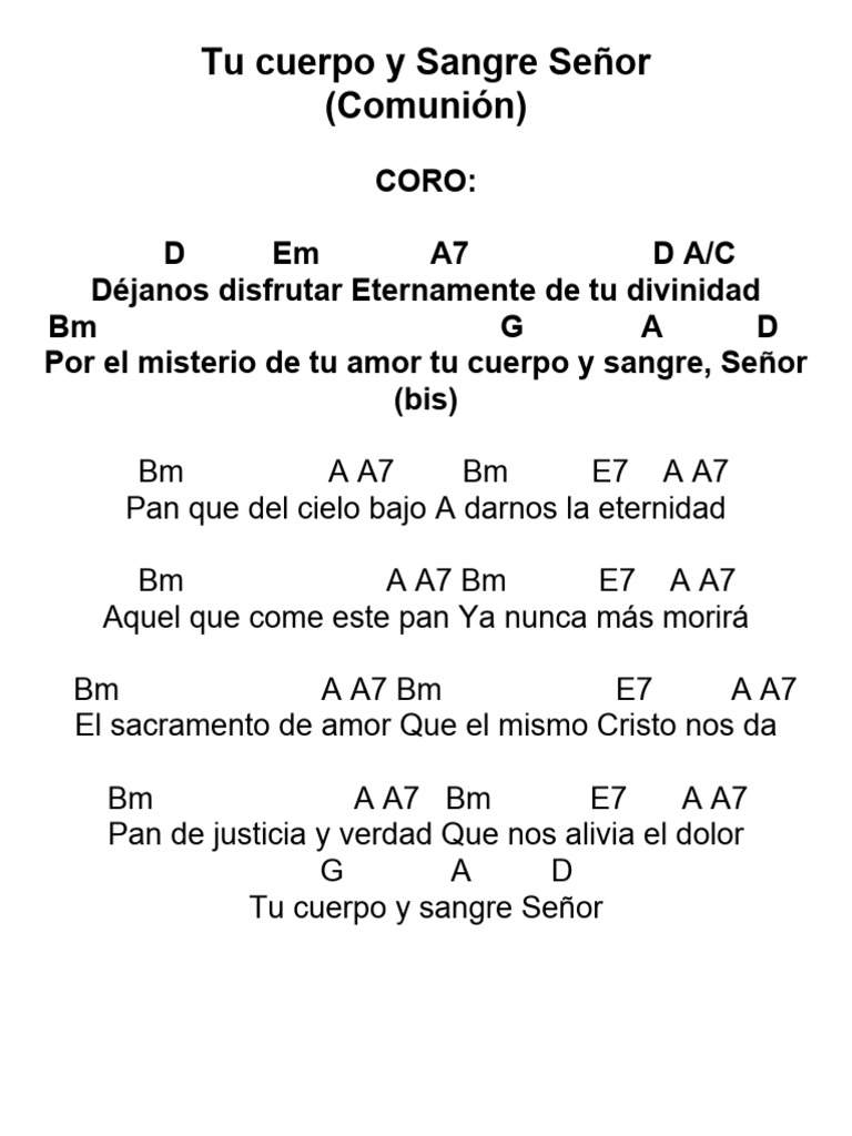 Tu Cuerpo y Sangre Señor | PDF