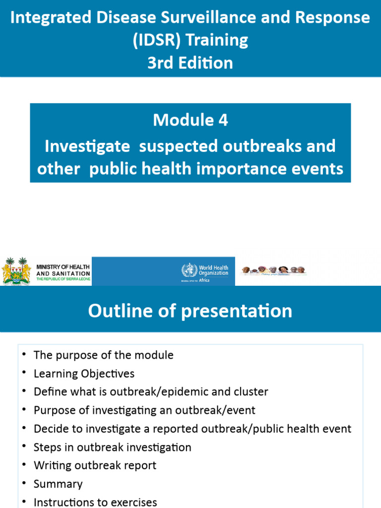Module 4 - Investigate Suspected Outbreaks | PDF | Epidemiology | Epidemics