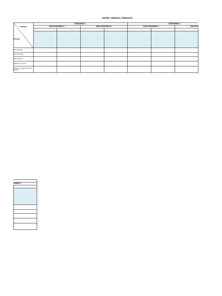 Formato - Matriz - Persona-Producto | PDF