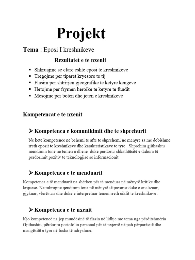 Projekt Cikli I Kreshnikeve | PDF