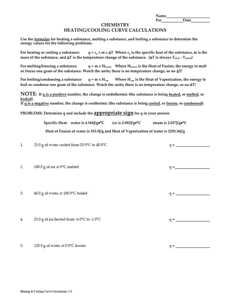 Heating and Cooling Curve Calculations v2 | Download Free PDF | Calorie ...
