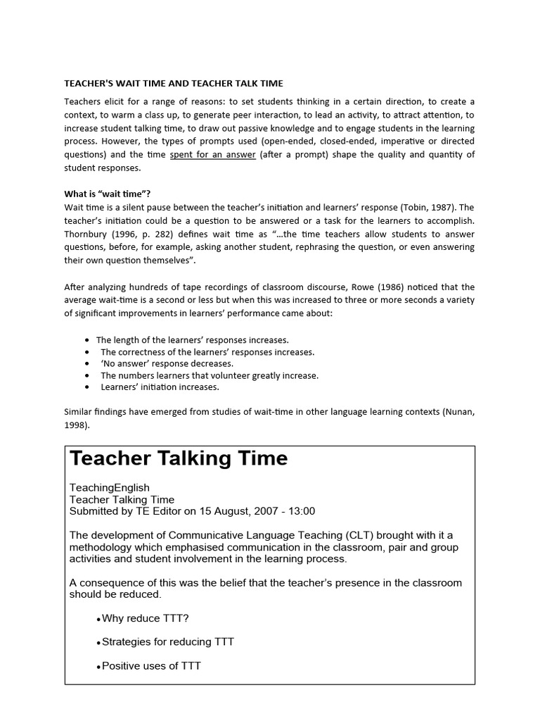 CORE READING - Teacher Talk Time | PDF | Learning | Teachers