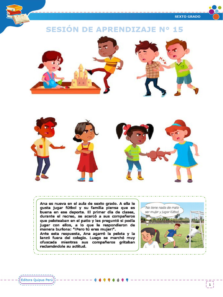 Anexo de Sesiones de Aprendizaje - Semana 3 - UDA 1 - Editora Quipus Perú | PDF | Agresión ...