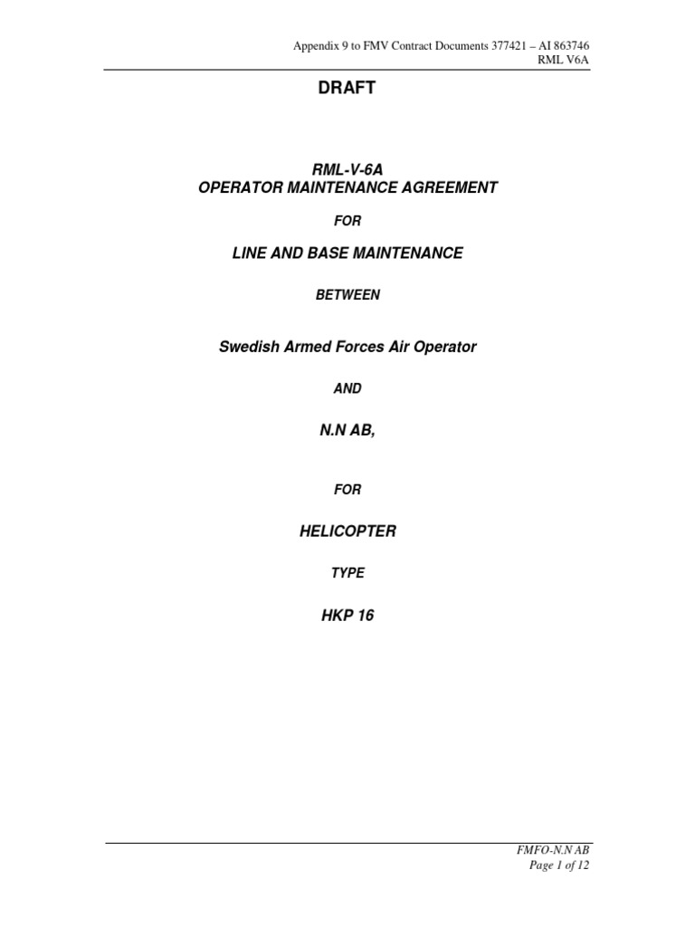 Appendix 9 Maintenance Agreement MSC HKP16 | PDF | Aviation