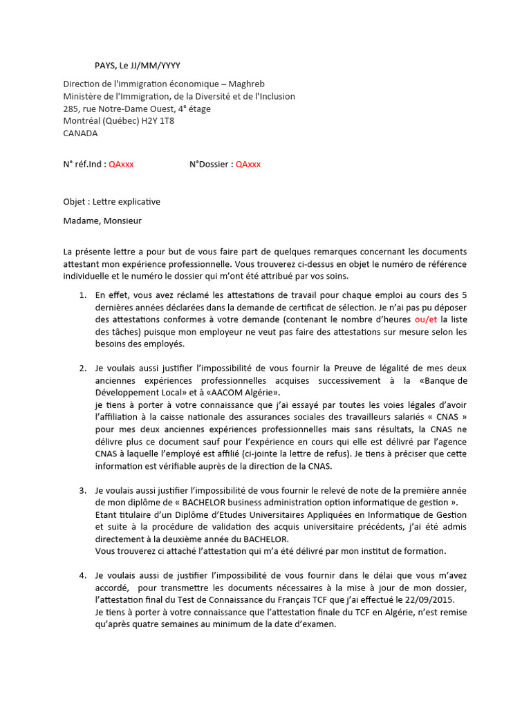 Exemple Lettre Explicative | PDF