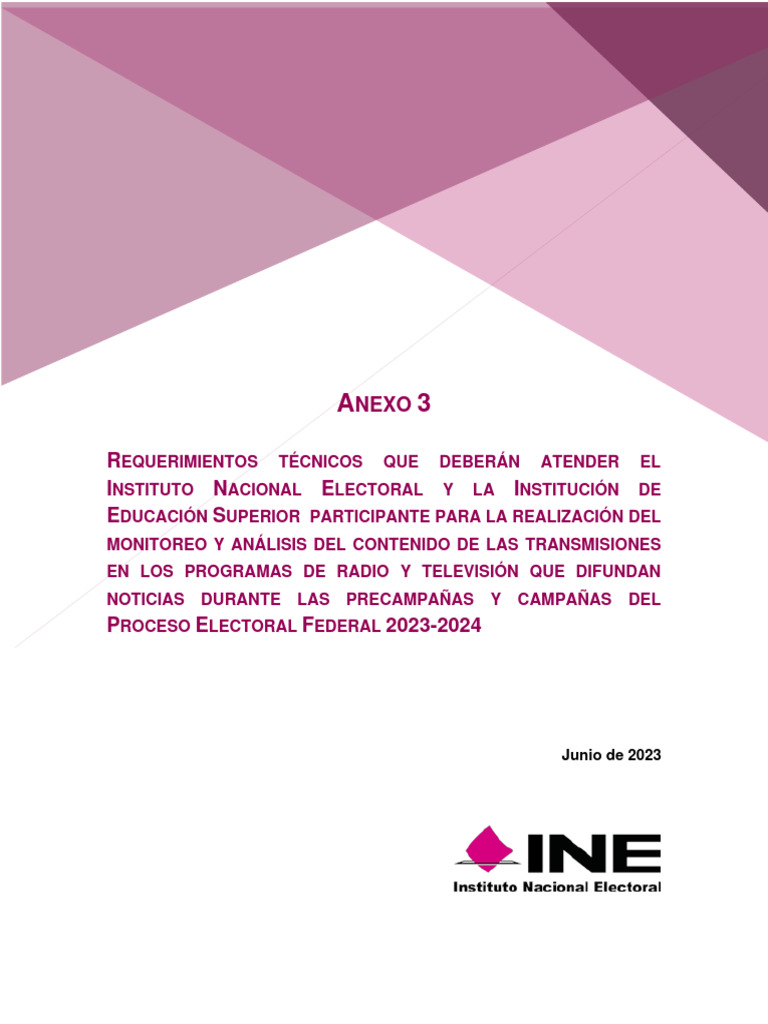 INE CG391 2023 Anexo 3 Requerimientos Tecnicos | PDF | Internet INE CG391 2023 Anexo 3 Requerimientos Tecnicos | PDF | Internet