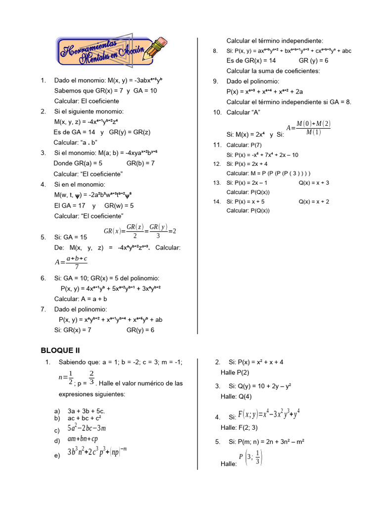 Polinomios Ficha Recuperacion | PDF | Ciencia computacional ...