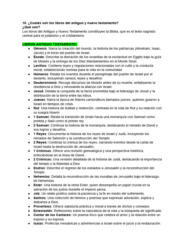 ¿Cuales Son Los Libros Del Antiguo Testamento | PDF | Viejo Testamento ...