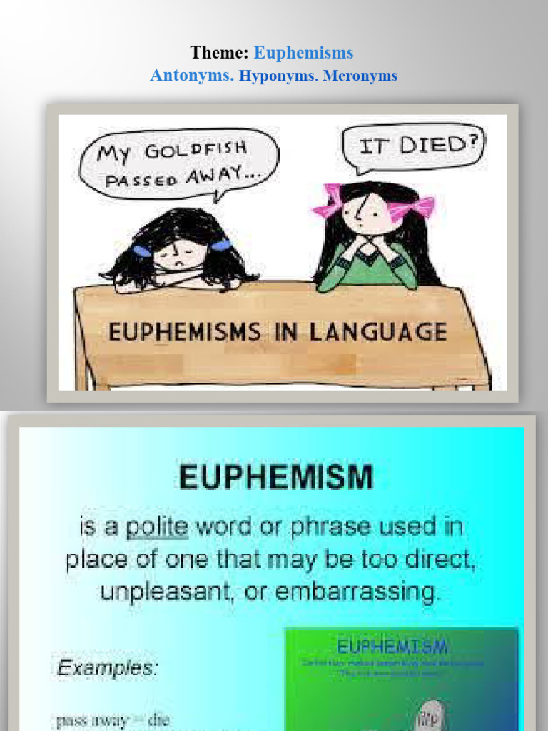 Lecture V Euphemisms | PDF | Linguistics | Grammar