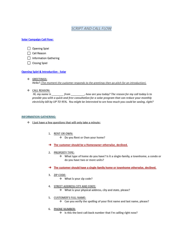 Solar Campaign Simplifiled Guidelines & Script | PDF | Solar Power ...