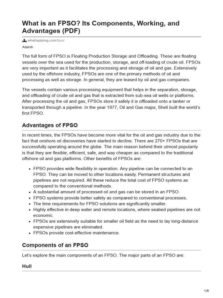 What Is An FPSO Its Components Working and Advantages PDF | Download Free PDF | Anchor | Oil Tanker