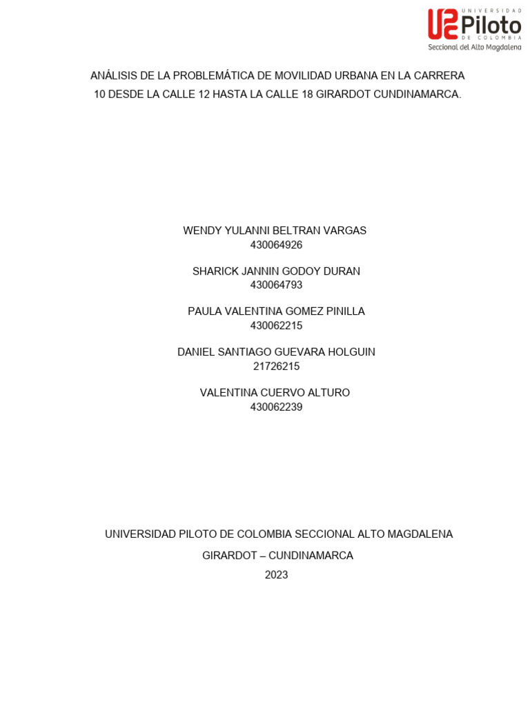 PROYECTO SEGUNDO CORTE Evaluacion | Descargar gratis PDF | Calle | Peatonal