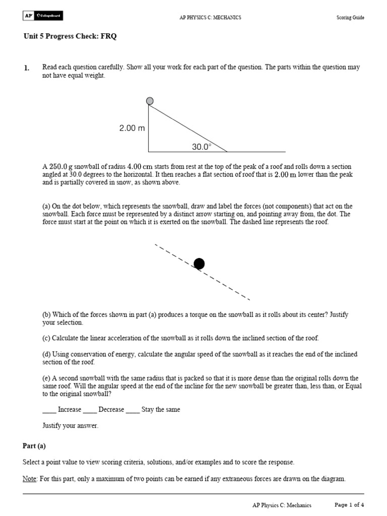 Unit 5 FRQ Answer | PDF | Force | Equations