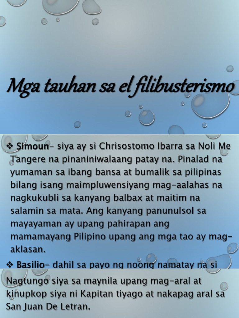 Mga Tauhan Sa El Filibusterismo | PDF