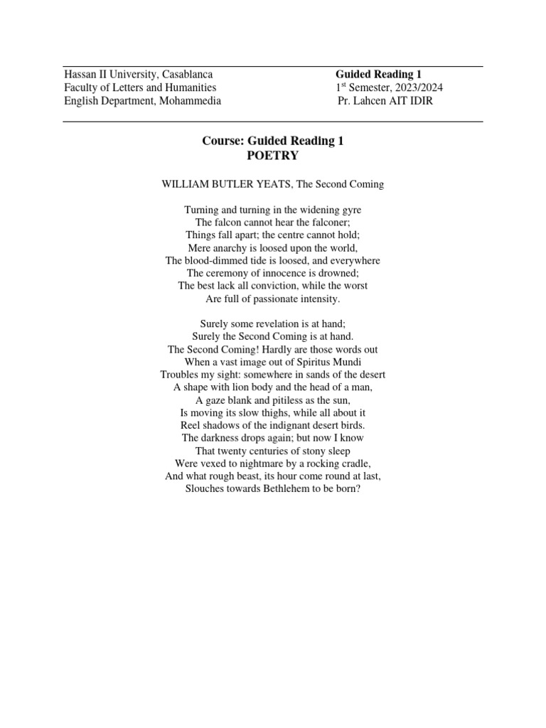 Guided Reading 1: Poetry Analysis | PDF | Young Adult