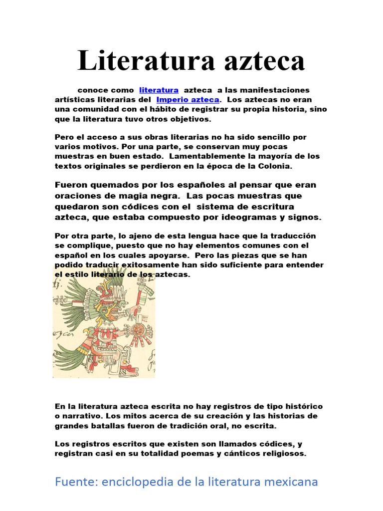 Literatura azteca | PDF | Traducciones | Nueva españa