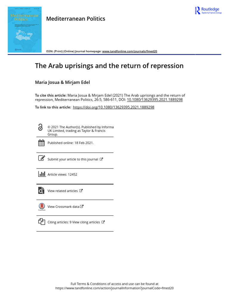 10.Josua, Edel_The Arab Uprisings Return of Repression | PDF | Political Repression | Arab Spring